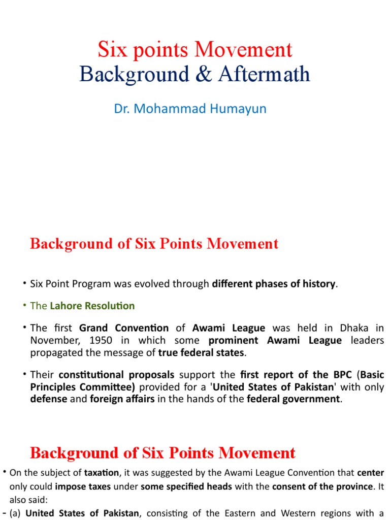 HIS 103 - Six Points Movement | PDF | Pakistan | Government