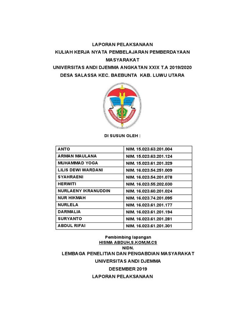 Laporan Akhir KKN Posko Salassa | PDF Laporan Akhir KKN Posko Salassa | PDF