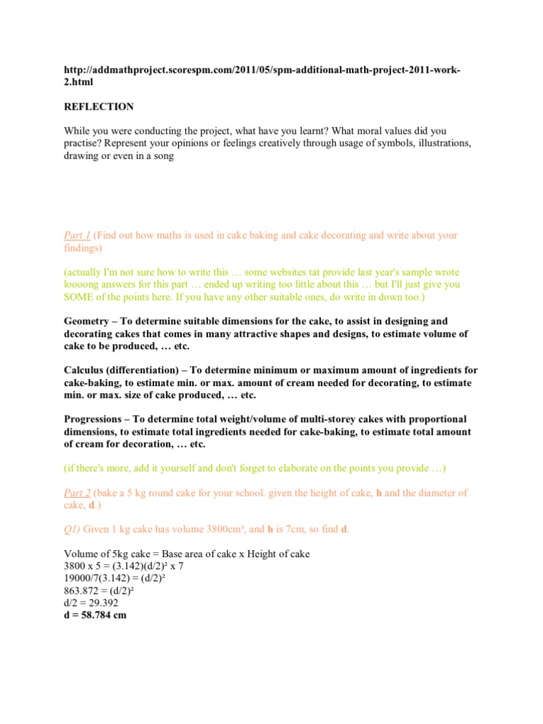 Add Maths Project | PDF | Volume | Quadratic Equation