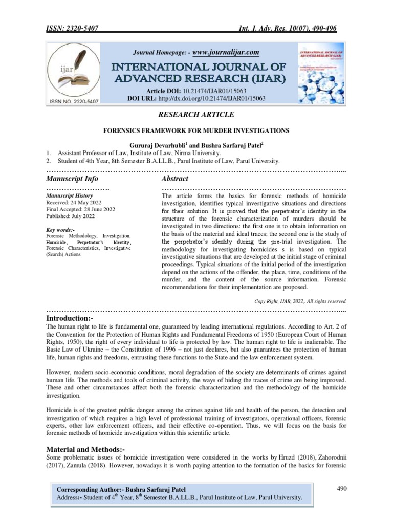 Forensic Methods in Murder Investigations | PDF | Forensic Science ...