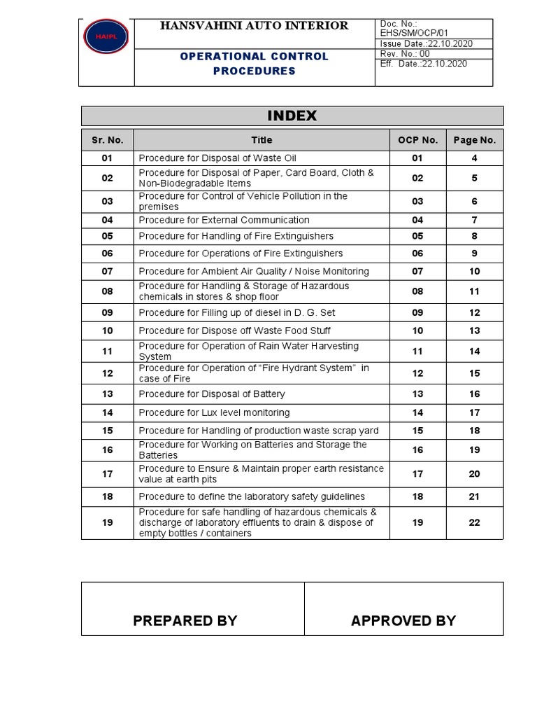 Ocp For Ehs Pdf Laboratories Emergency Management