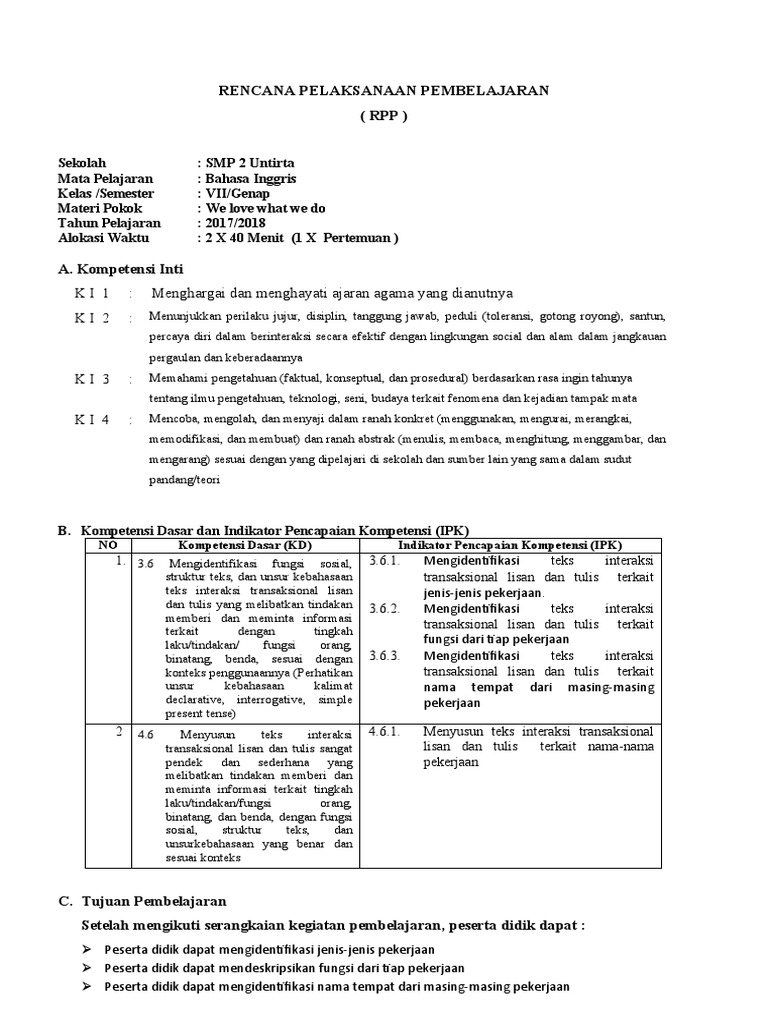 RPP Kelompok 5 - We Love What We Do | PDF