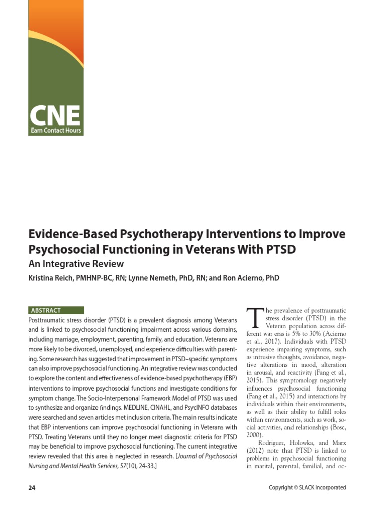 Evidence-Based Psychotherapy Interventions To Improve Psychosocial ...