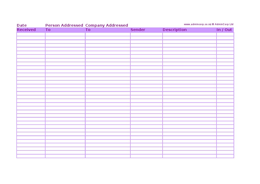 Incoming Outgoing Mail Spreadsheet | PDF