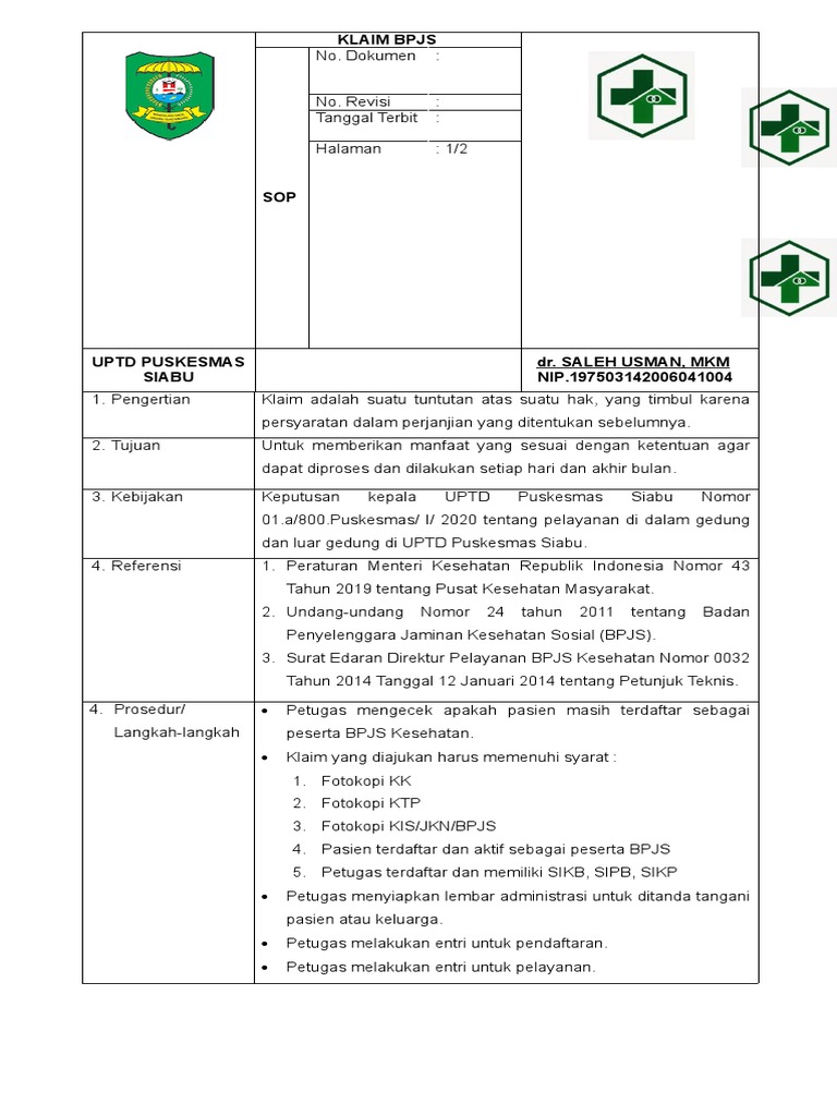 SOP Klaim BPJS | PDF