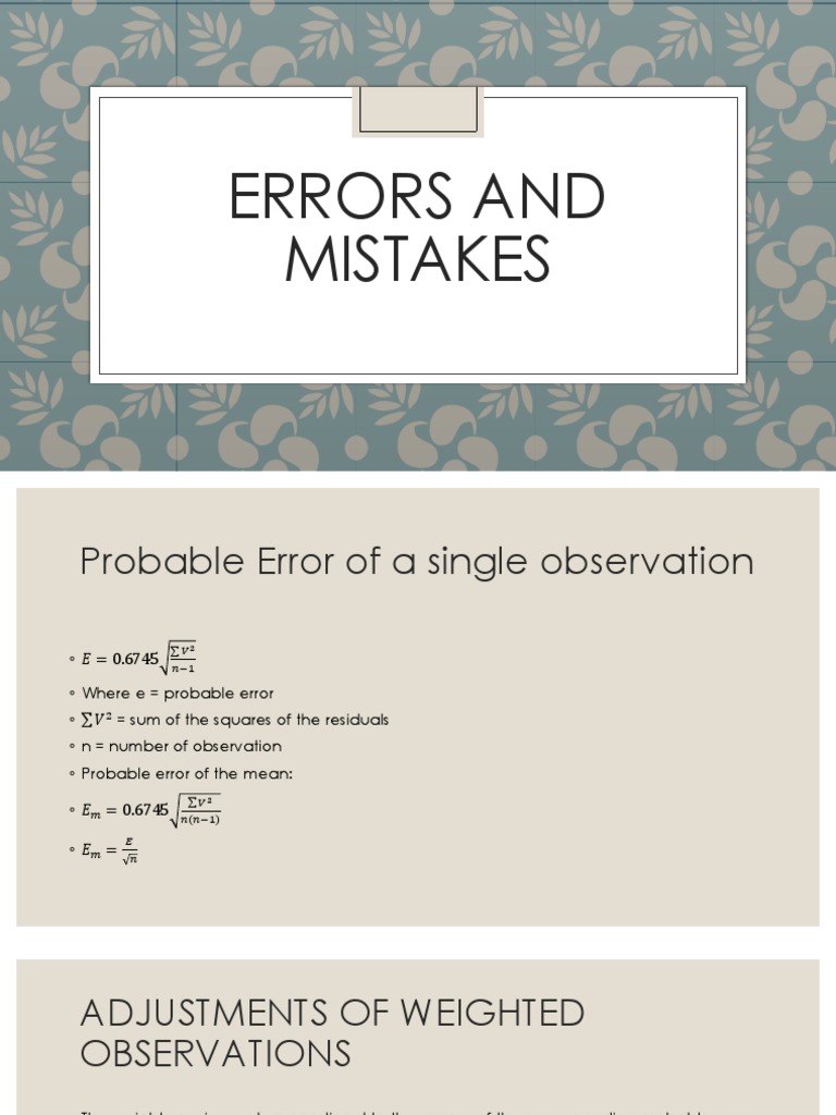 Errors and Mistakes | PDF | Errors And Residuals | Statistical Analysis