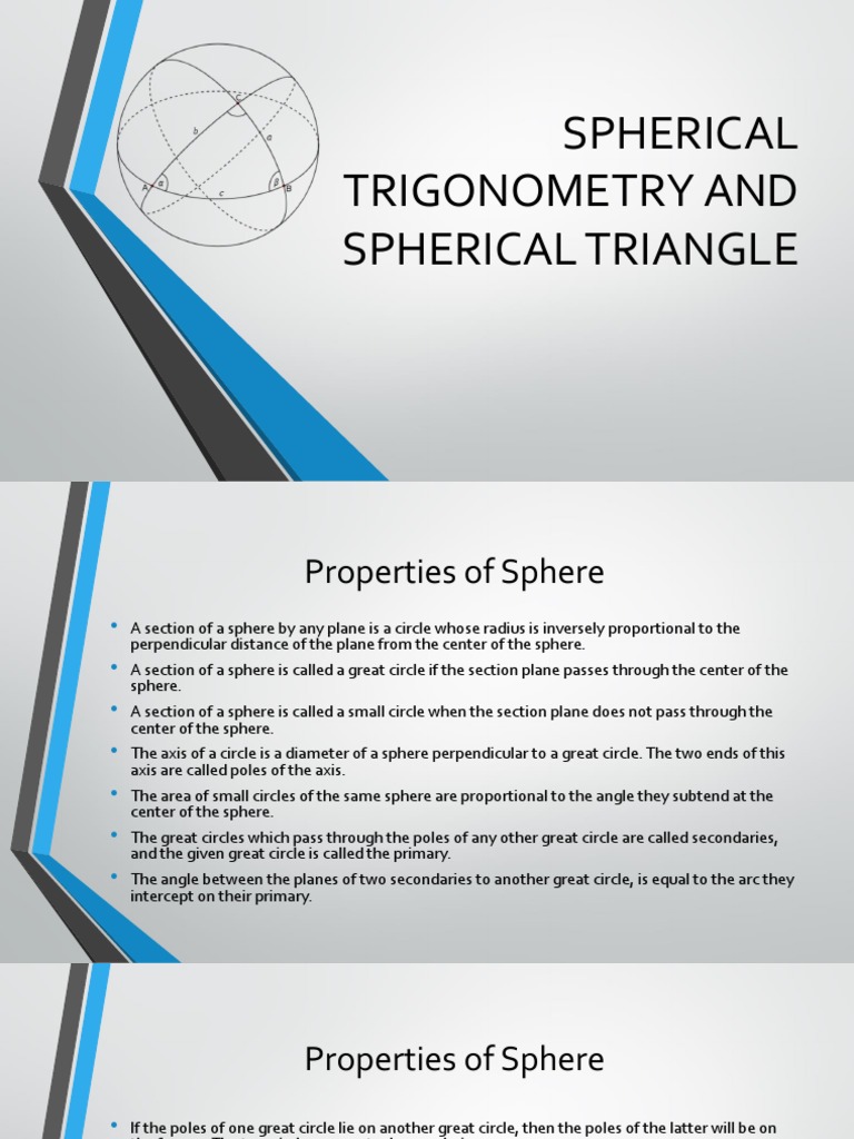 Spherical Trigonometry and Spherical Triangle | PDF | Sphere | Triangle