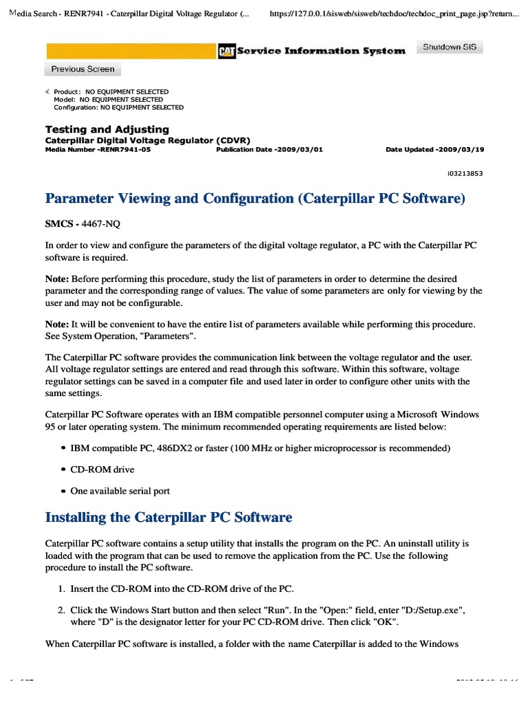 Parameter Viewing and Configuration (Caterpillar PC Software) | PDF | Electric Generator | Frequency
