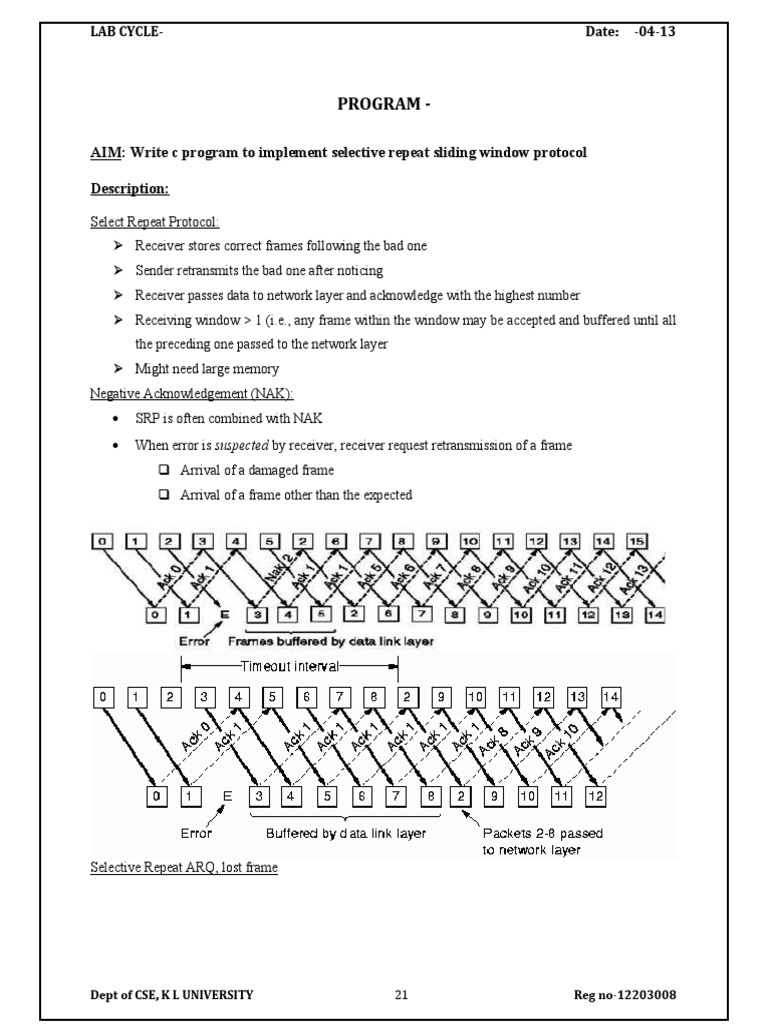 Program - : AIM: Write C Program To Implement Selective Repeat Sliding ...
