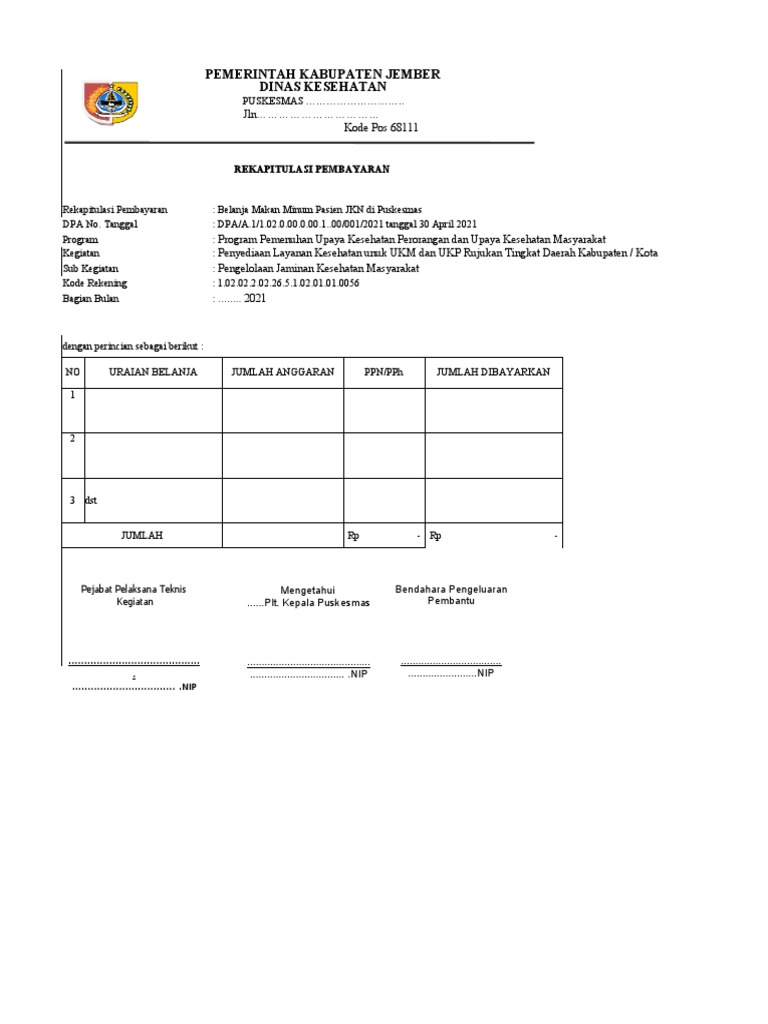 Contoh SPJ Belanja Makmin Pasien | PDF