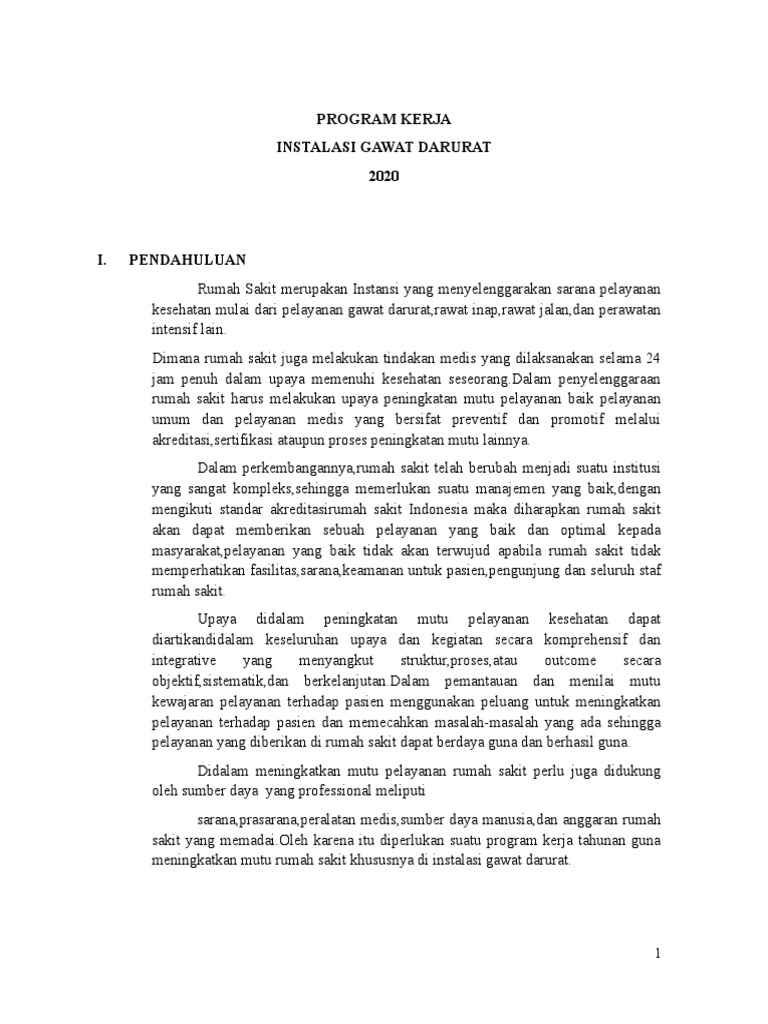 Program Kerja Igd | PDF