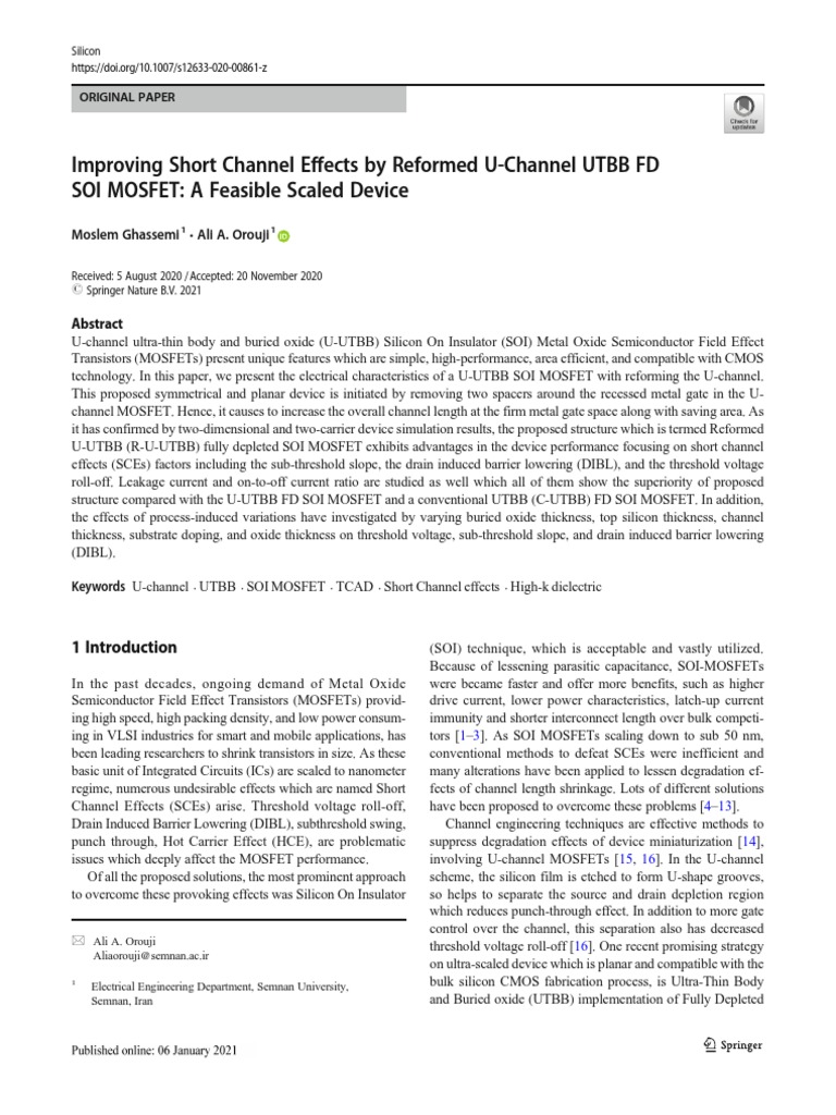 Improving Short Channel Effects by Reformed U-Channel UTBB FD SOI ...
