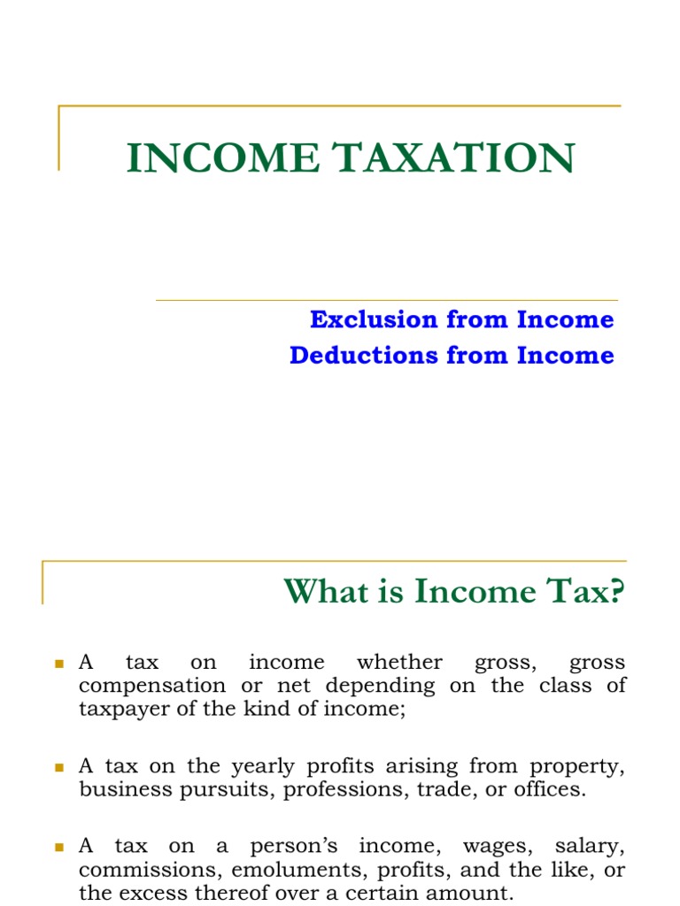 Lesson 5 - Exclusions and Deductions of Income Taxation | PDF | Tax ...