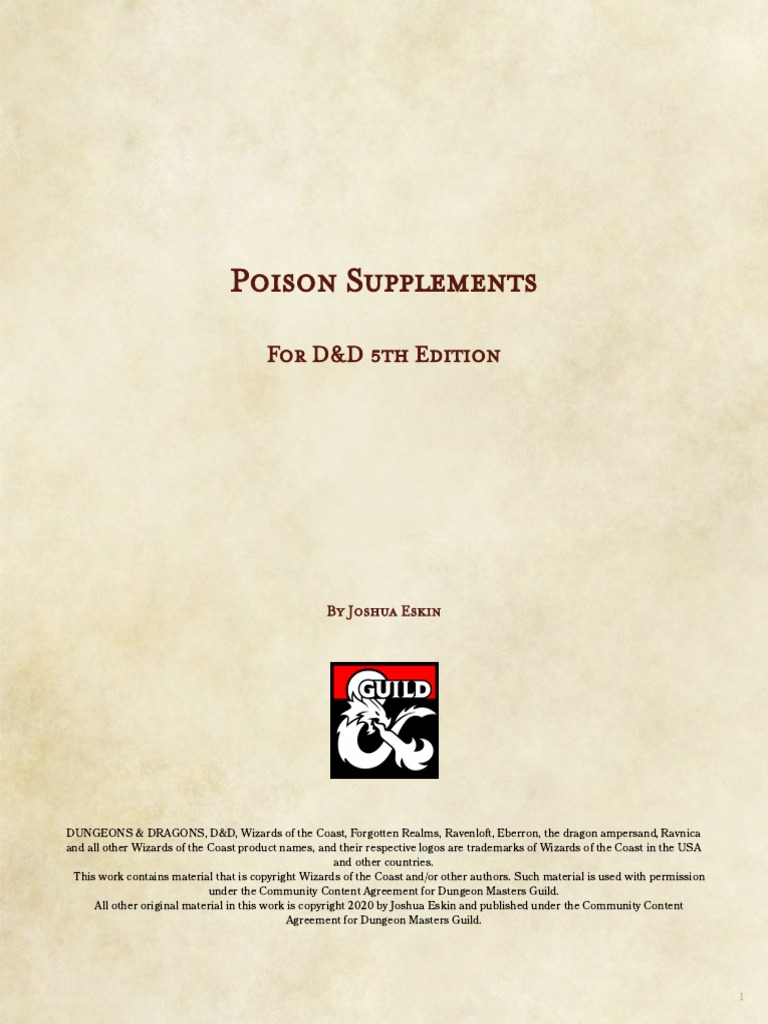 5e Poison Supplement | PDF | Poison | Dungeons & Dragons