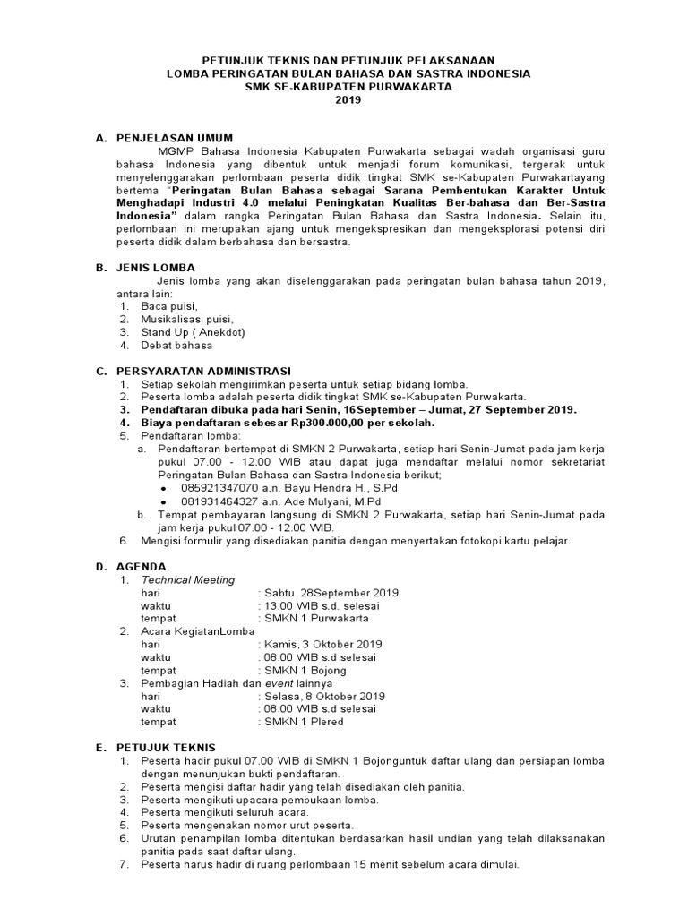 Juknis Lomba Dalam Rangka Bulan Bahasa | PDF Juknis Lomba Dalam Rangka Bulan Bahasa | PDF