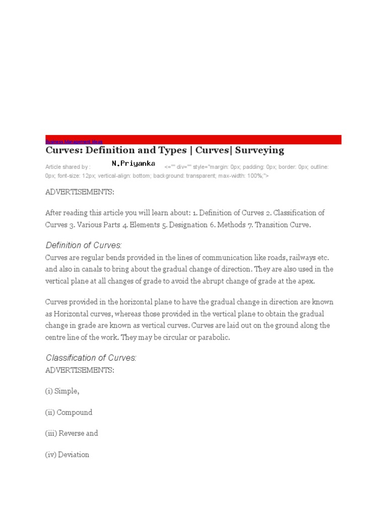Curves: Definition and Types - Curves - Surveying | PDF Curves: Definition and Types - Curves - Surveying | PDF