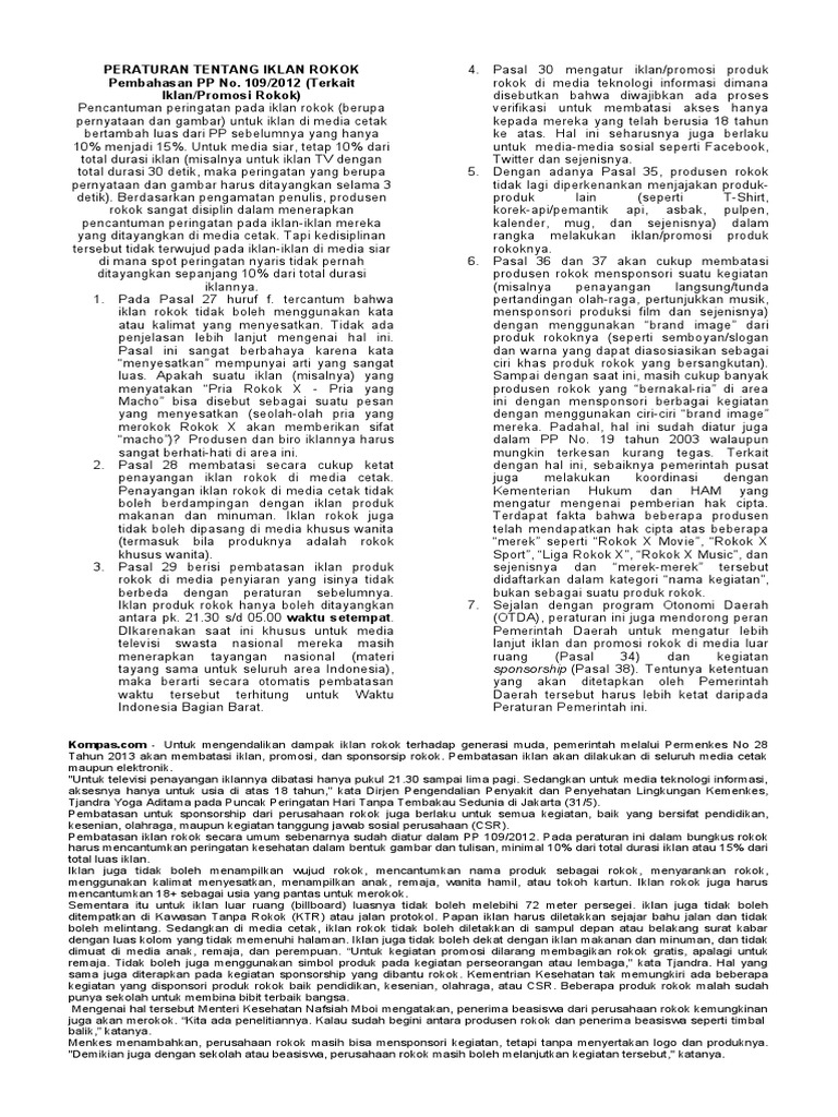 Pembatasan Iklan Rokok di Indonesia | PDF