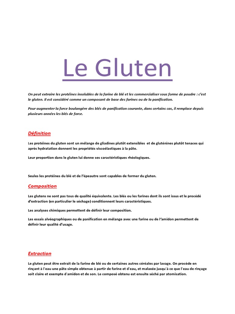 Définition et composition du gluten | PDF | Gluten | Blé