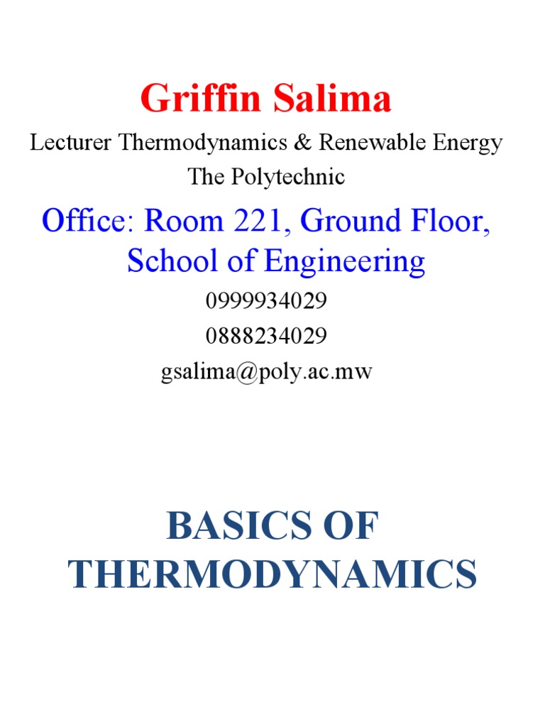 Basics of Thermodynamics | PDF | Thermodynamics | Laws Of Thermodynamics