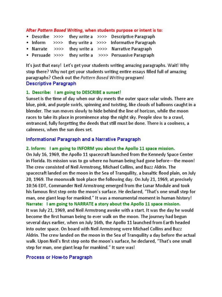 Essay Types and Paragraph Types | PDF | Essays | Apollo 11
