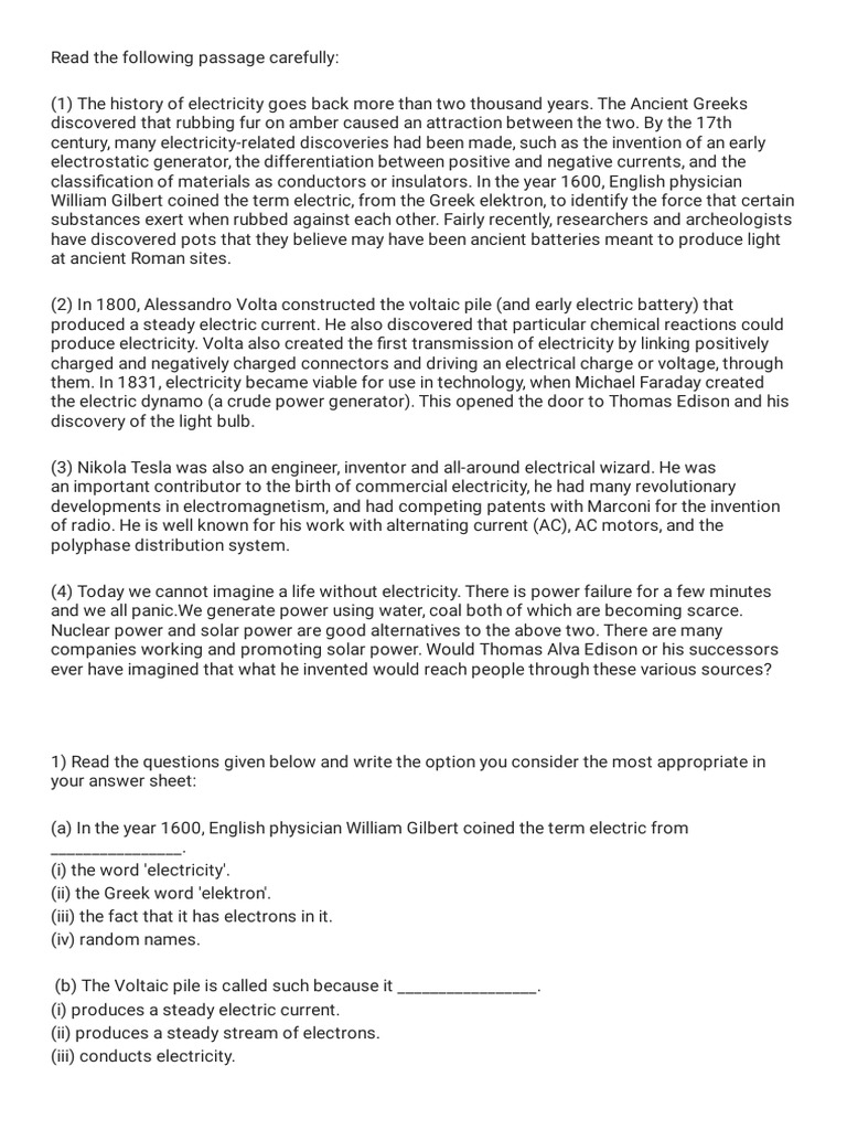 Reading Passage 1 | PDF | Electricity | Alternating Current