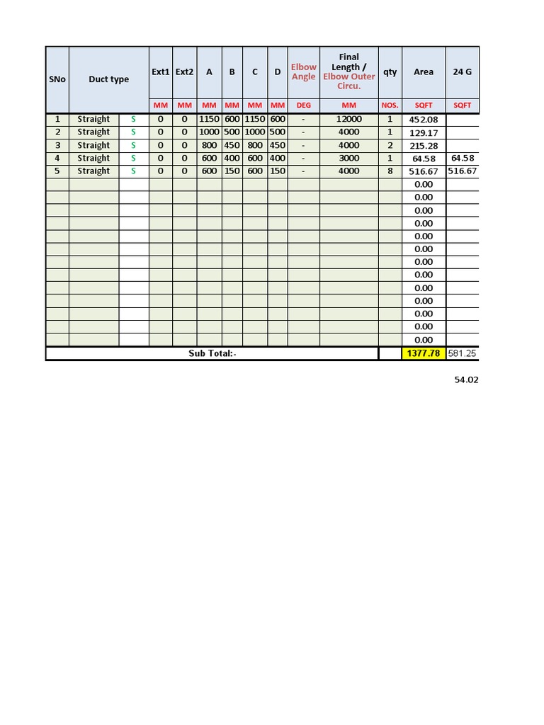 Duct & Insulation Calculation Sheet | PDF | Architectural Design ...