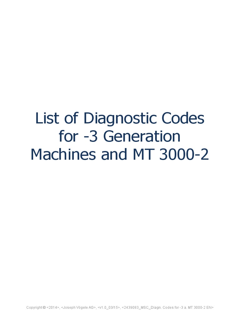 List of Diagnostic Codes For - 3 Generation and MT 3000-2 - EN | PDF ...