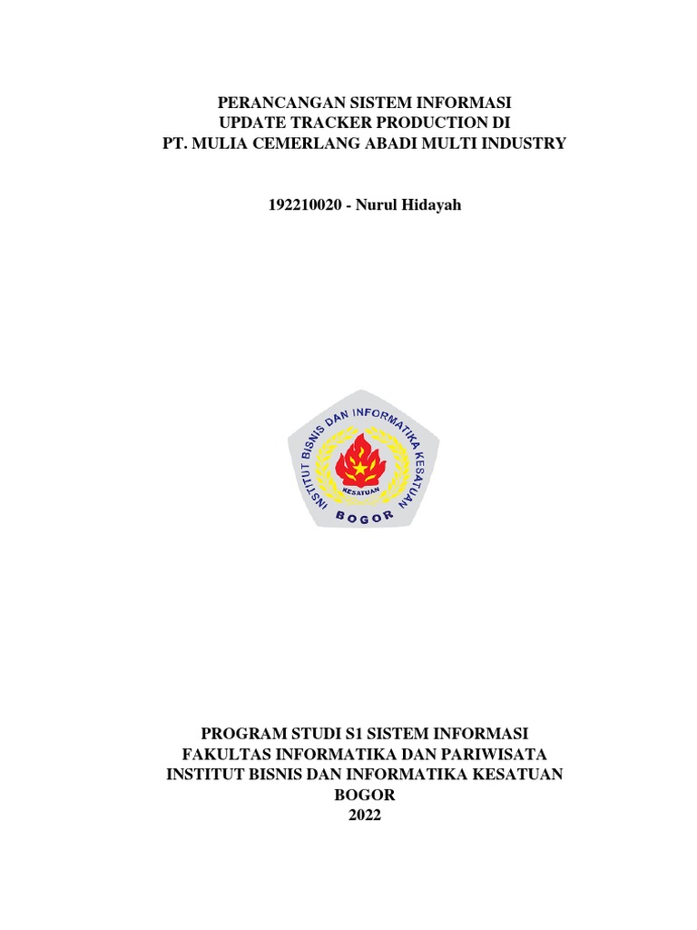Jurnal Perancangan Sistem Informasi UPDATE TRACKER PRODUCTION Di PT ...