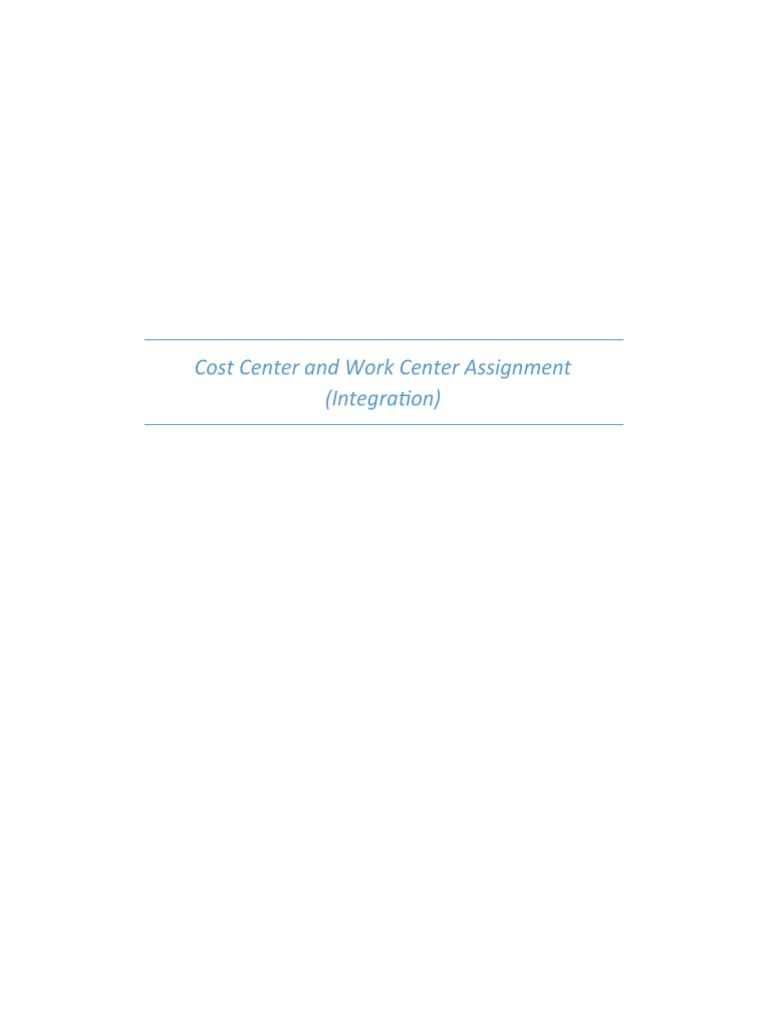 Cost Center and Work Center Assignment | PDF | Cost | Cement