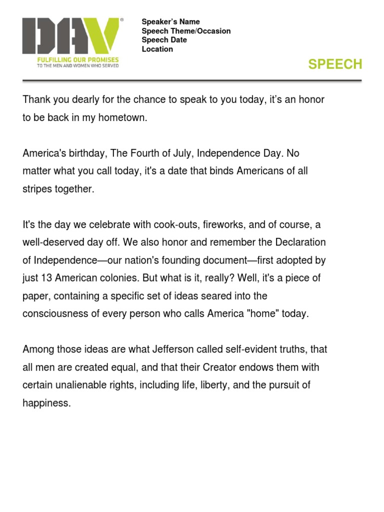Independence-Day-Speech | PDF | Independence Day (United States) | The ...