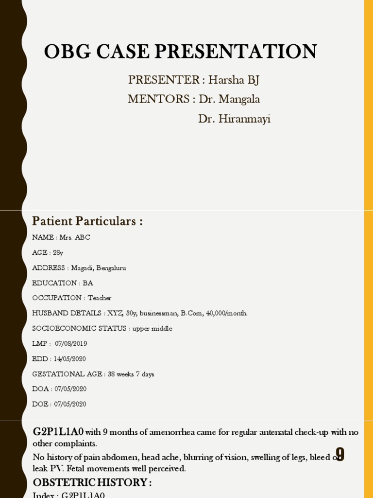 Case Presentation Post LSCS | PDF | Pregnancy | Childbirth