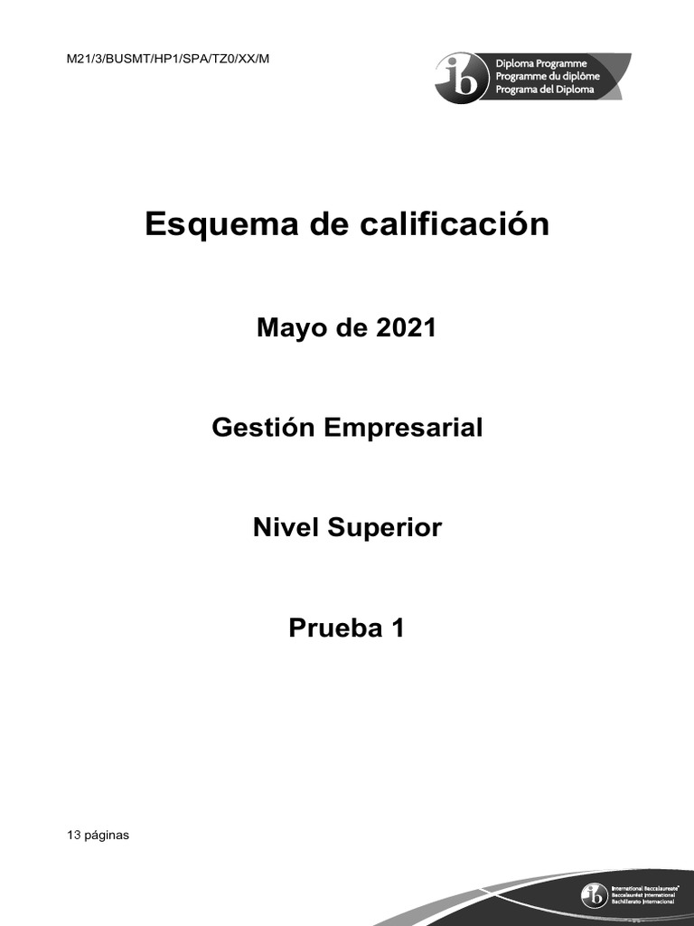 Business Management Paper 1 HL Markscheme Spanish | PDF
