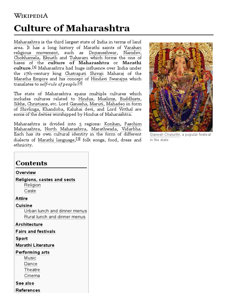 Culture of Maharashtra - Wikipedia | PDF | Cuisine | Foods
