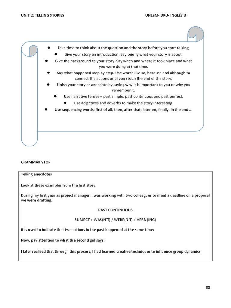 Telling Stories: Past Tenses in English | PDF | Self-Improvement