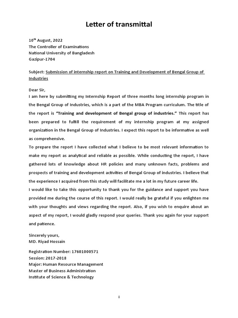 HRM Project - Cover Letter | PDF | Human Resource Management | Master ...