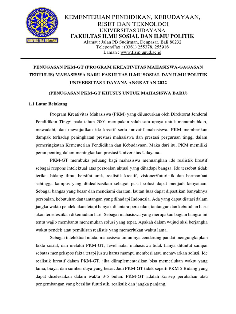 Penugasan PKM-GT 2022 | PDF