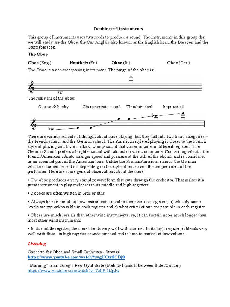 Double Reed Instruments | Download Free PDF | Trombone | Clarinet