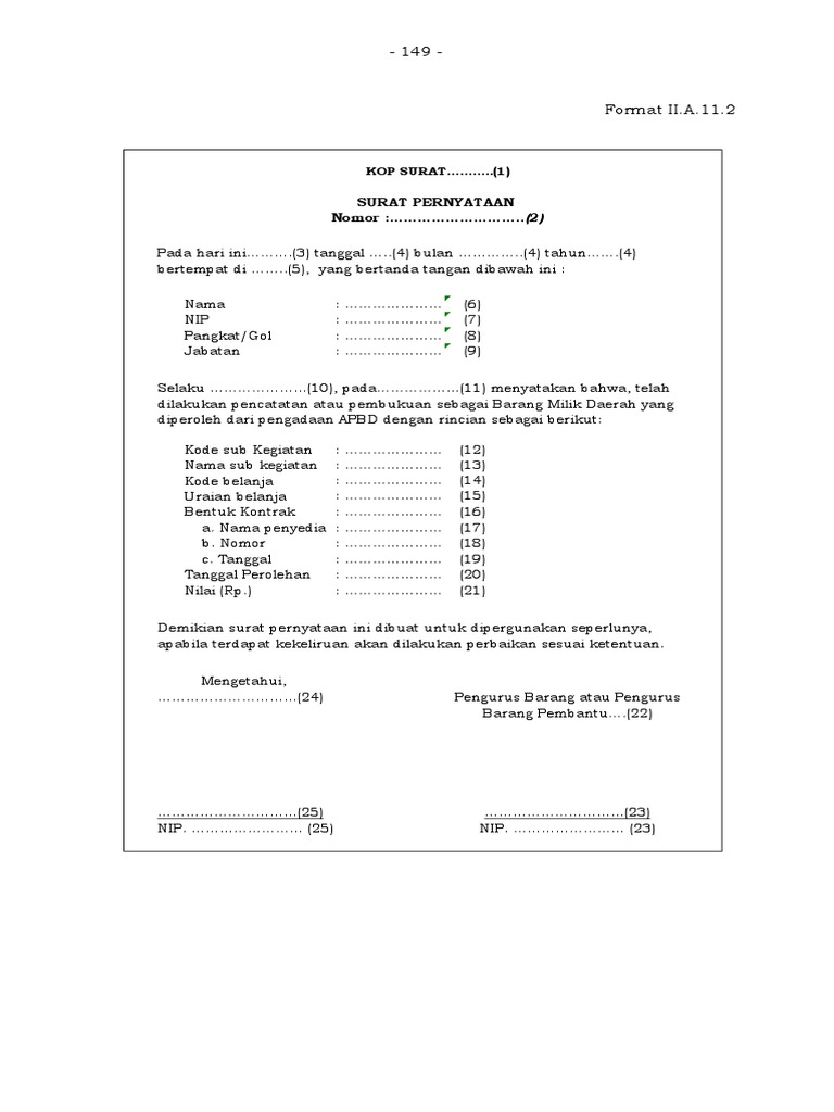 Contoh Surat Pernyataan Pencatatan PB | PDF