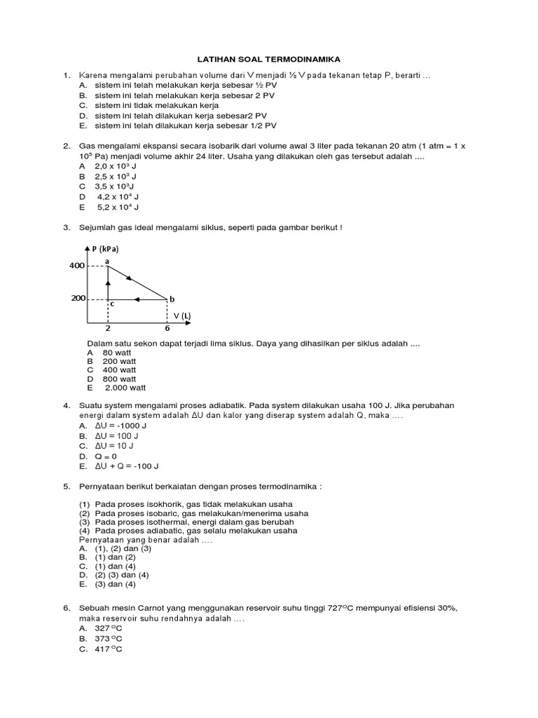 Latihan Soal Termodinamika | PDF
