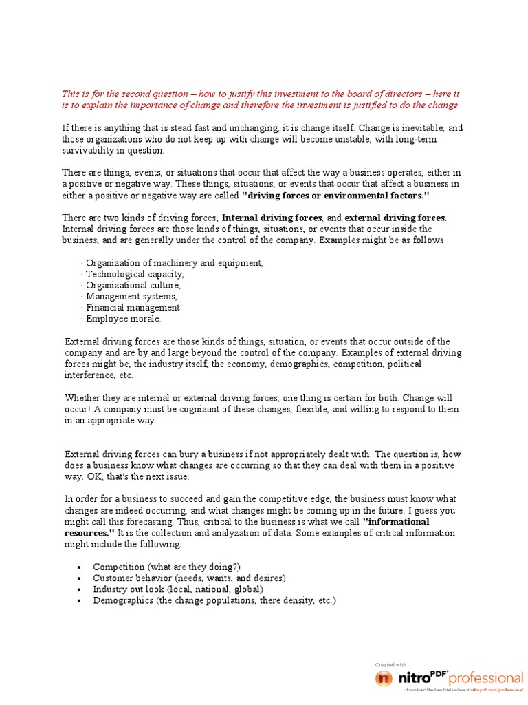 Case Study 1 - Change Management | PDF | Strategic Management | Change ...