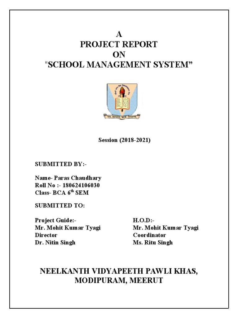 A Project Report On School Management System | PDF | Databases ...