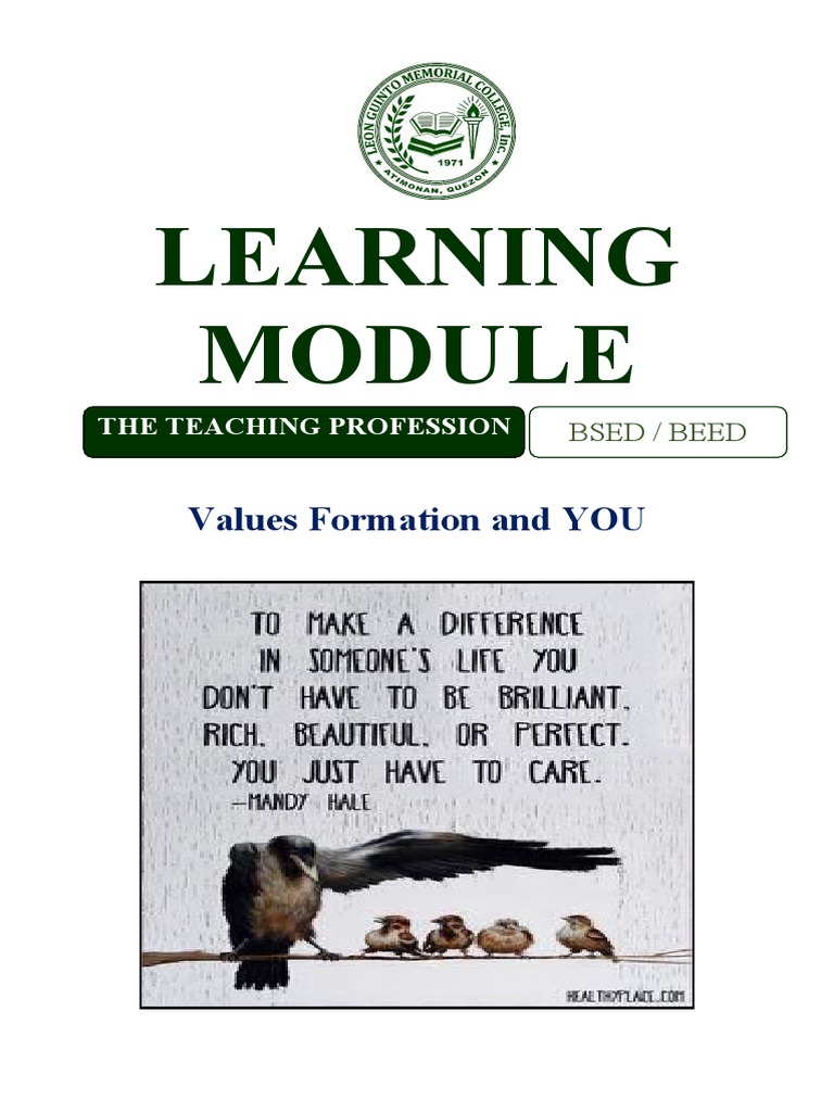 M4 - VALUES FORMATION AND YOU (Responded) | PDF | Pleasure | Learning