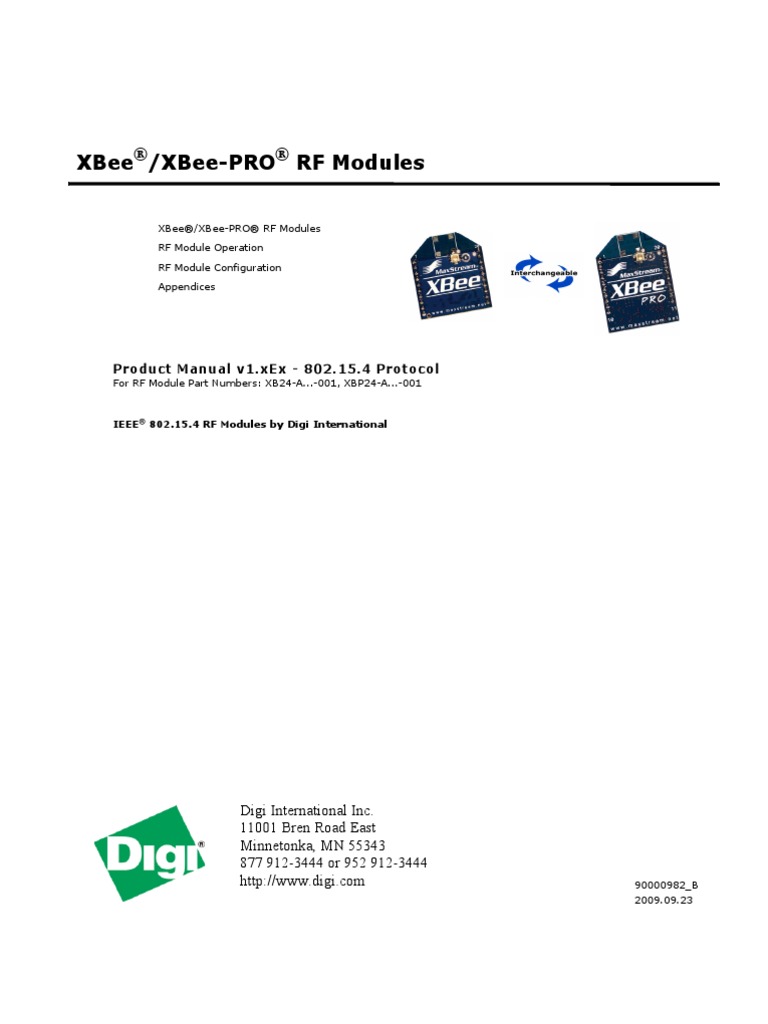 XBee Datasheet | PDF | Analog To Digital Converter | Computer Network