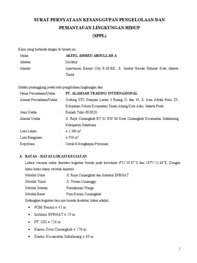 SPPL Ruko Cimangkok | PDF