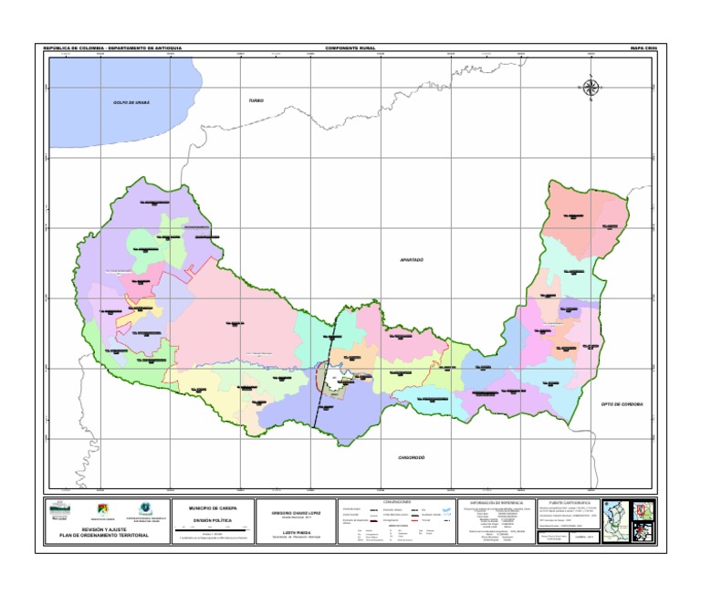 Mapa de componente rural del departamento de Antioquia que muestra las ...