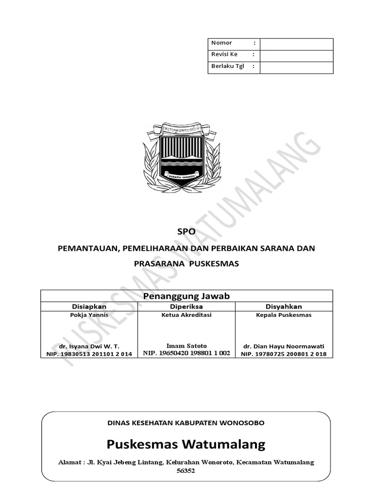8.5.1.d.spo Pemantauan, Pemeliharaan, Dan Perbaikan Sarana Dan Prasarana | PDF