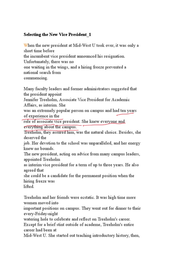 Selecting The New Vice President - 1 | PDF | Vice President Of The ...