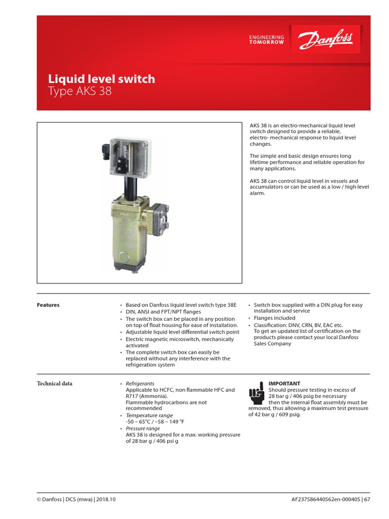 AKS 38 Nivel Switch | PDF | Pipe (Fluid Conveyance) | Switch