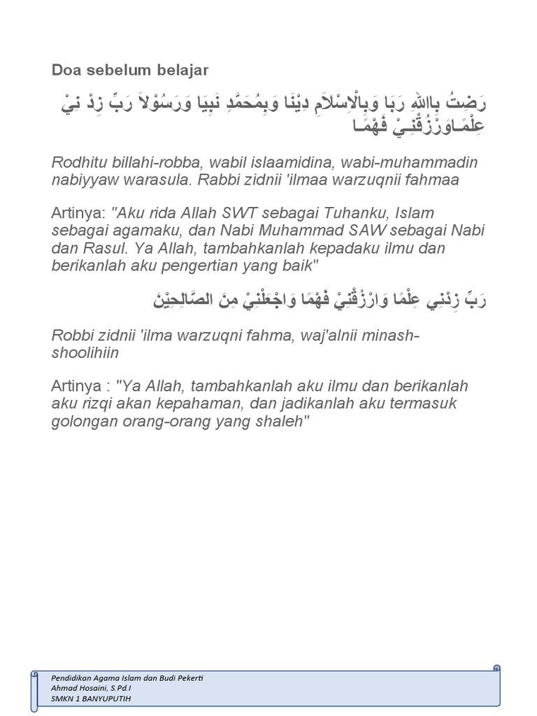 Doa Sesudah Belajar | PDF | Agama & Spiritualitas