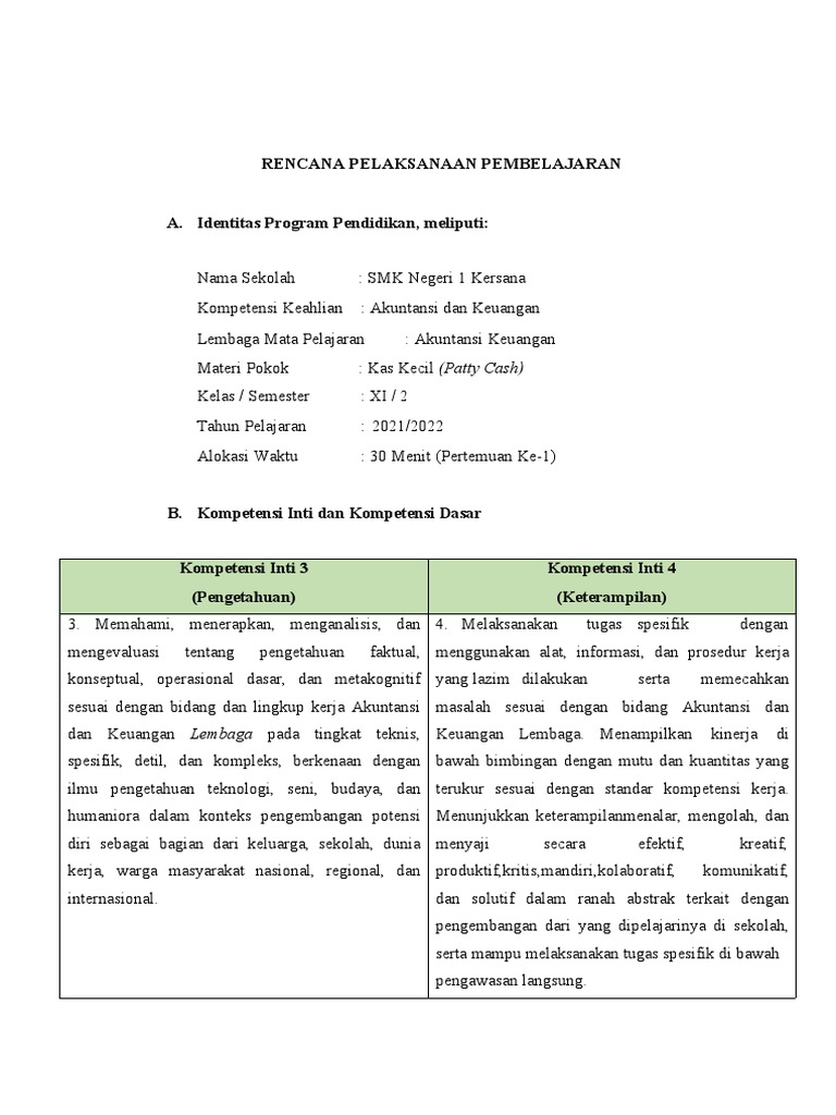 KD 3.11 AK Menganalisis Pembentukan Kas Kecil | PDF